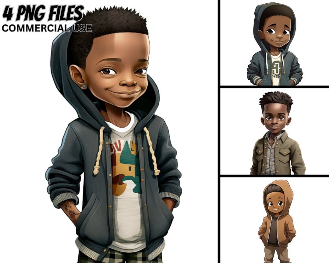 Cute Little Black Boy Illustration V.13, PNG Bundle, Hoody, Hat ...