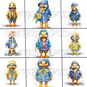 Cute Little Ducks - Ducklings in Rain Coats Digital Design Bundle ...