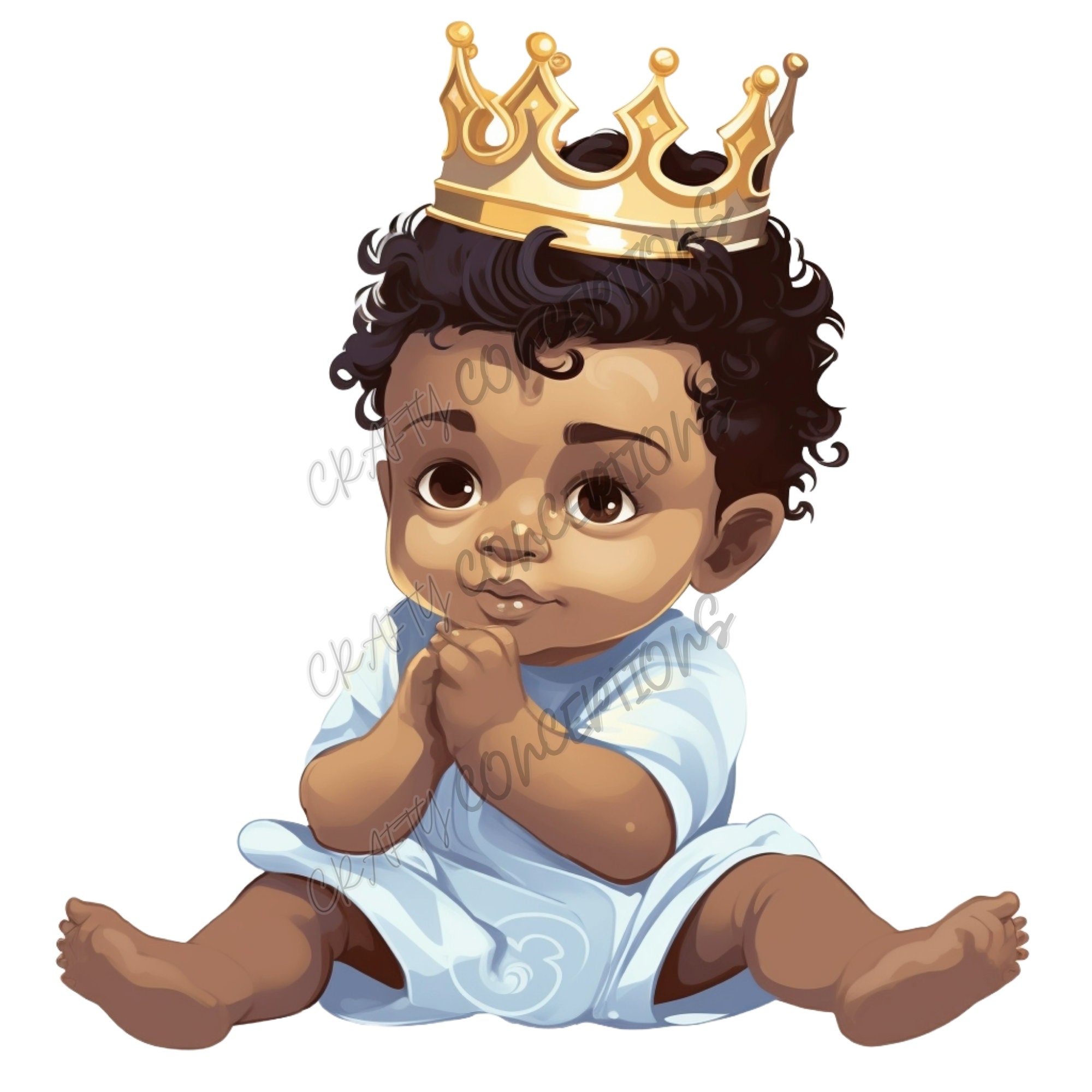 Cute Little Black Boy Illustration V.31, 4 PNG Bundle, Prince Baby ...