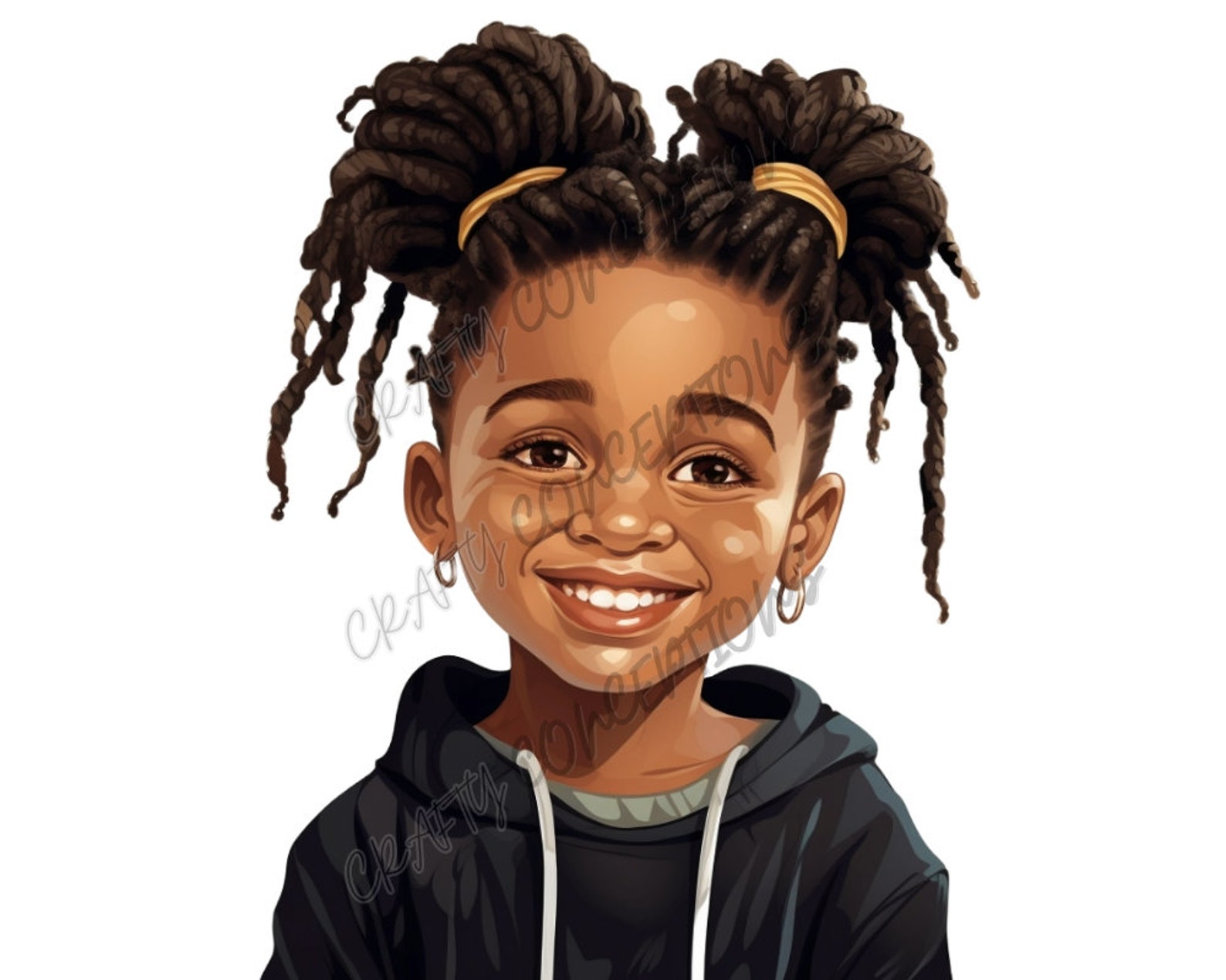 Cute Little Black Boy Illustration V.10 6 PNG Bundle, Hoody, Hat ...