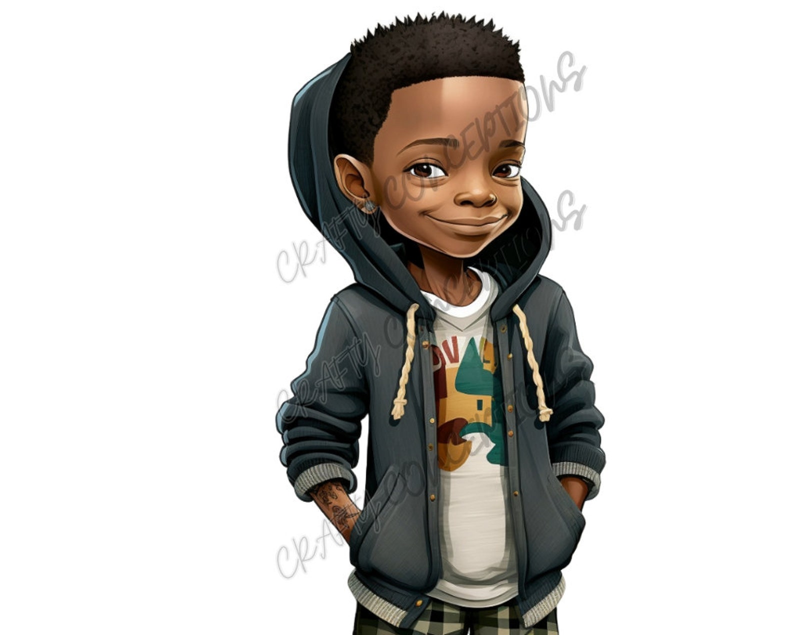 Cute Little Black Boy Illustration V.13, PNG Bundle, Hoody, Hat ...