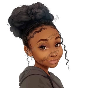 Cute Teen Black Girls Illustration V.111, 6 PNG Bundle, Summer, Spring ...