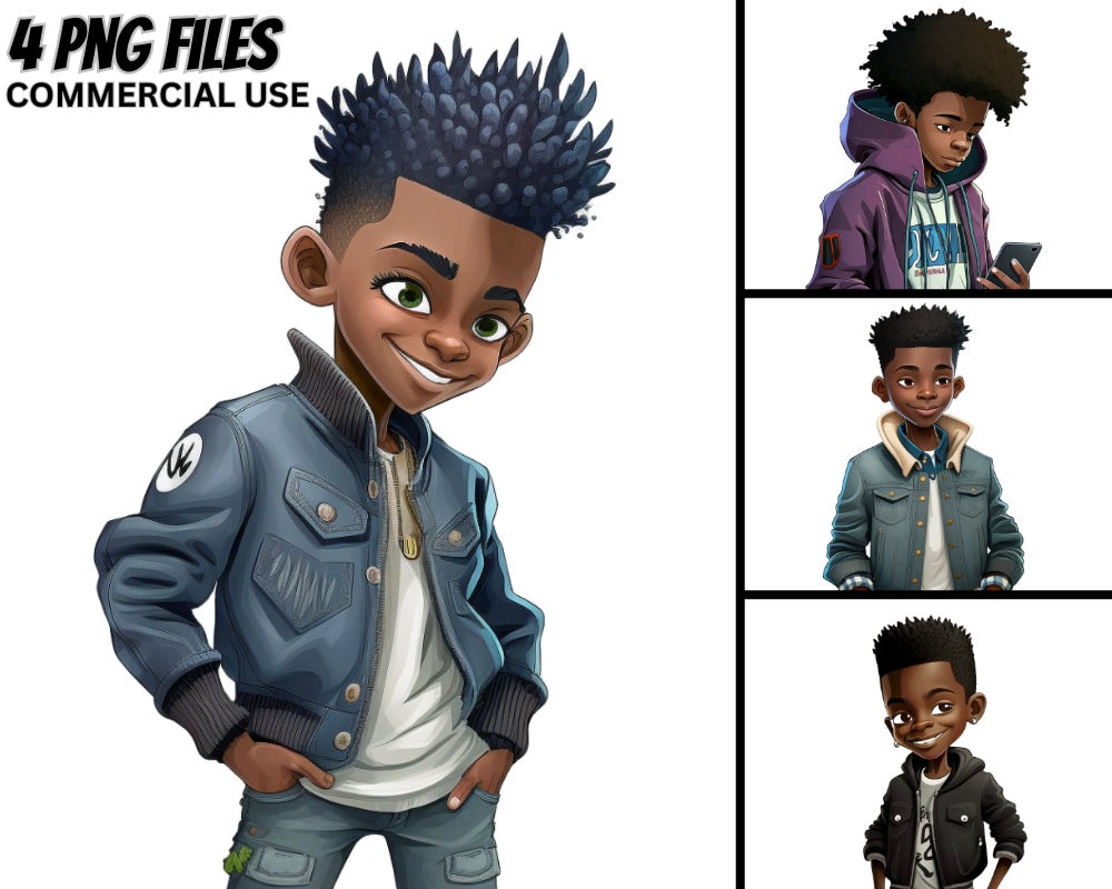 Cute Little Black Boy Illustration V.14, PNG Bundle, Hoody, Hat ...