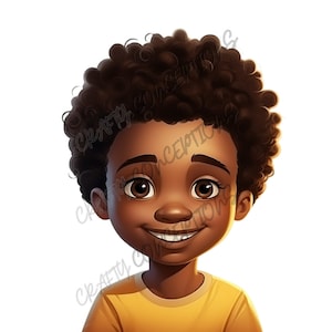 Cute Little Black Boy Illustration V.9, 4 PNG Bundle, Hoody, Hat ...