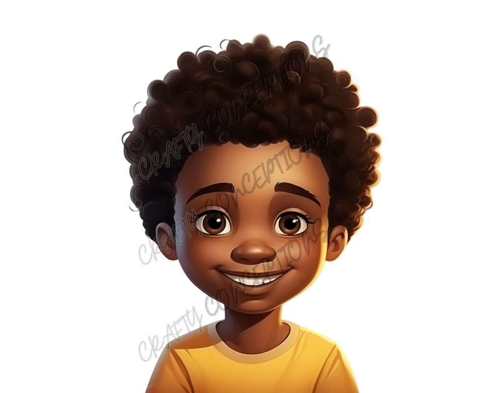 Cute Little Black Boy Illustration V.9, 4 PNG Bundle, Hoody, Hat ...