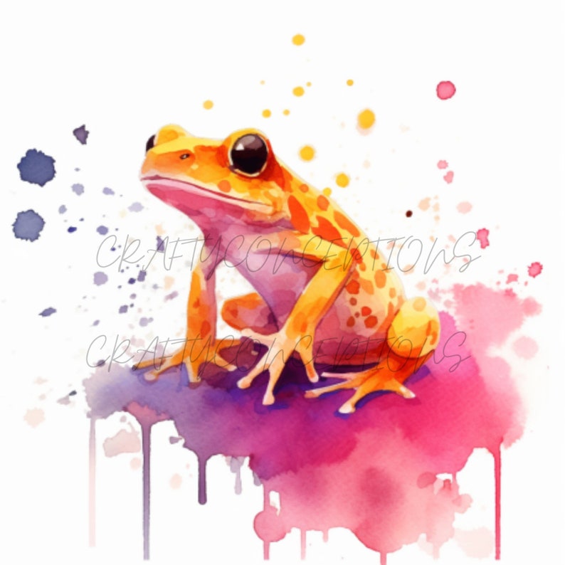 Cute Watercolor Vibrant Frogs Vol.2 Digital Design Bundle, Printable ...