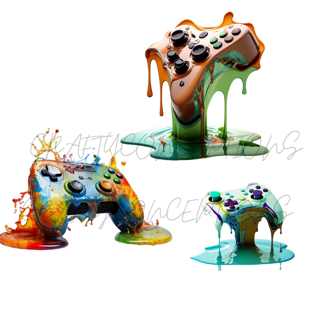 Melting Game Controller Clipart Bundle Pack, PNG Illustration Digital ...
