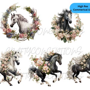 Watercolor Horses, Digital Design Bundle Printable Clip Art Prints ...