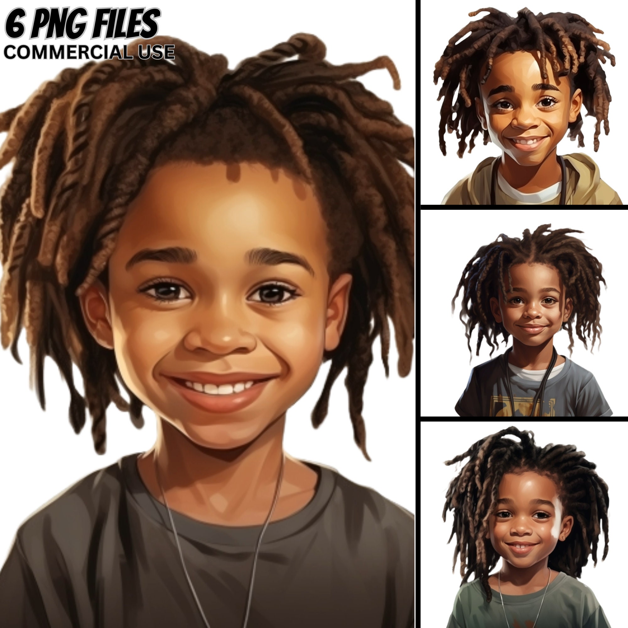 Cute Little Black Boy Illustration V.20 6 PNG Bundle, Hoody, Hat ...