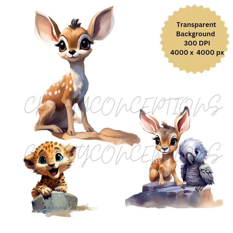 3O Baby Safari Animals Clipart Bundle PNG Illustration Cute - Etsy