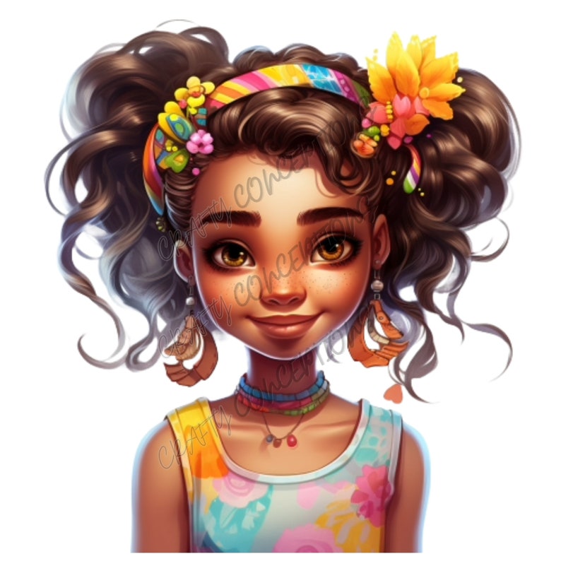 Latina Girl Illustration, Magic Clipart PNG Bundle, Kids T-shirt Design ...