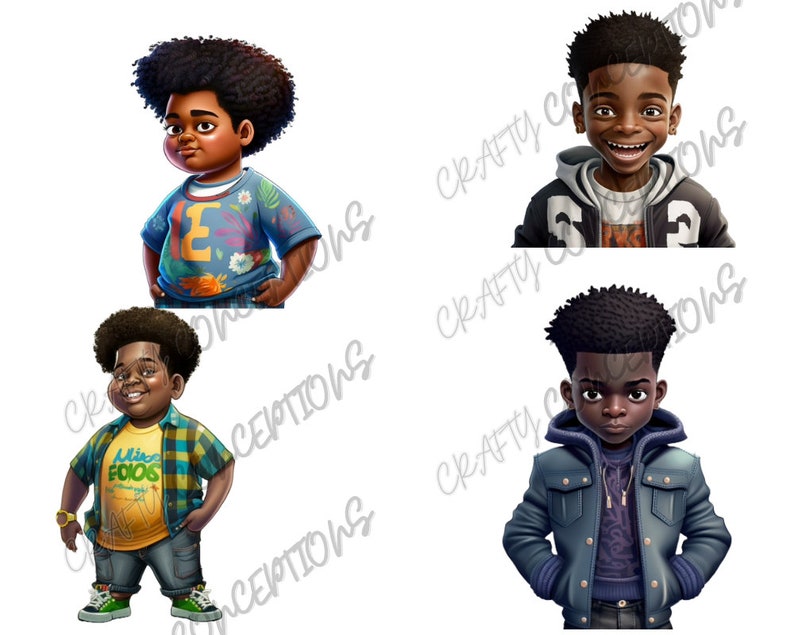 Black Boy Clipart Mega Bundle, Afro Kids Illustrations (88 PNG ...