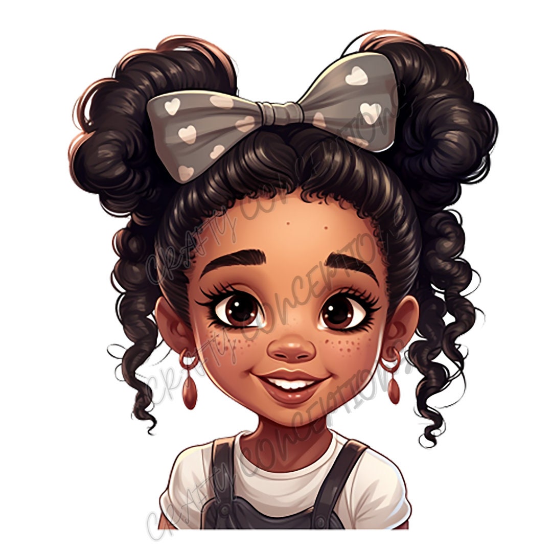Cute Little Black Girls With Bows 4 PNG Bundle Curly Hair - Etsy