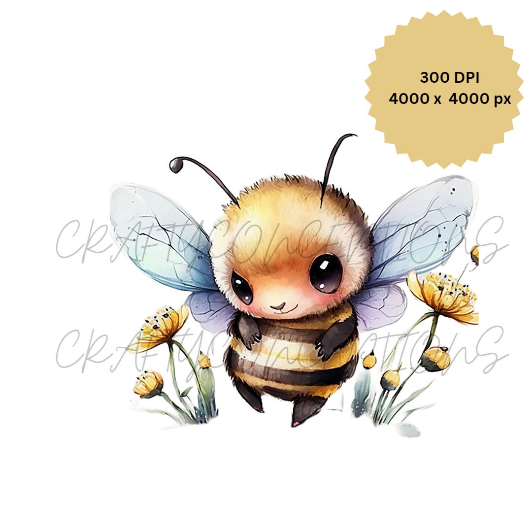 Cute Watercolor Bees Digital Design Bundle Watercolour - Etsy