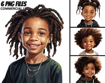 Cute Little Black Boy Illustration V.21 5 PNG Bundle, Hoody, Hat ...