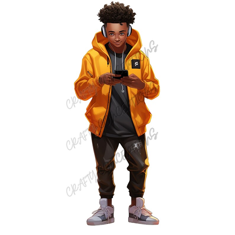 Cute Little Black Boy Illustration V.19 4 PNG Bundle, Hoody, Dreadlocks ...