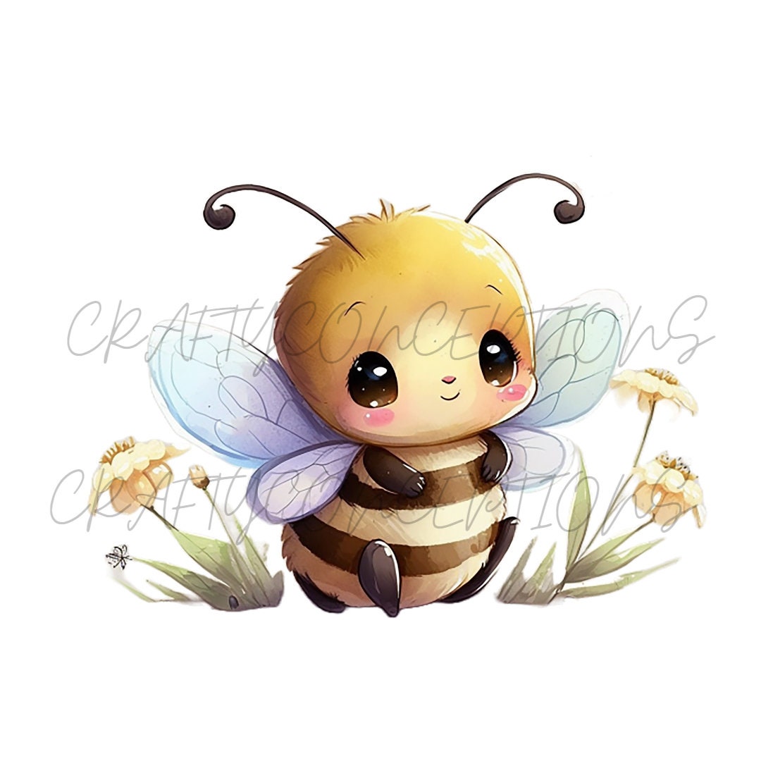 Cute Watercolor Bees Digital Design Bundle Watercolour - Etsy