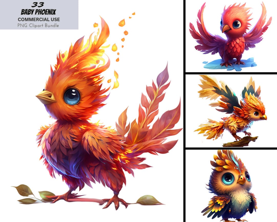 33 Baby Phoenix Clipart Bundle, PNG Fairytale Fantasy, Digital Download ...