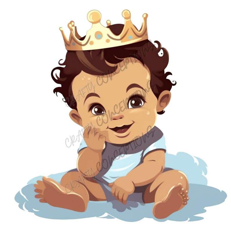 Prince Baby Illustration Bundle, Afro Baby Clipart (PNG Digital ...
