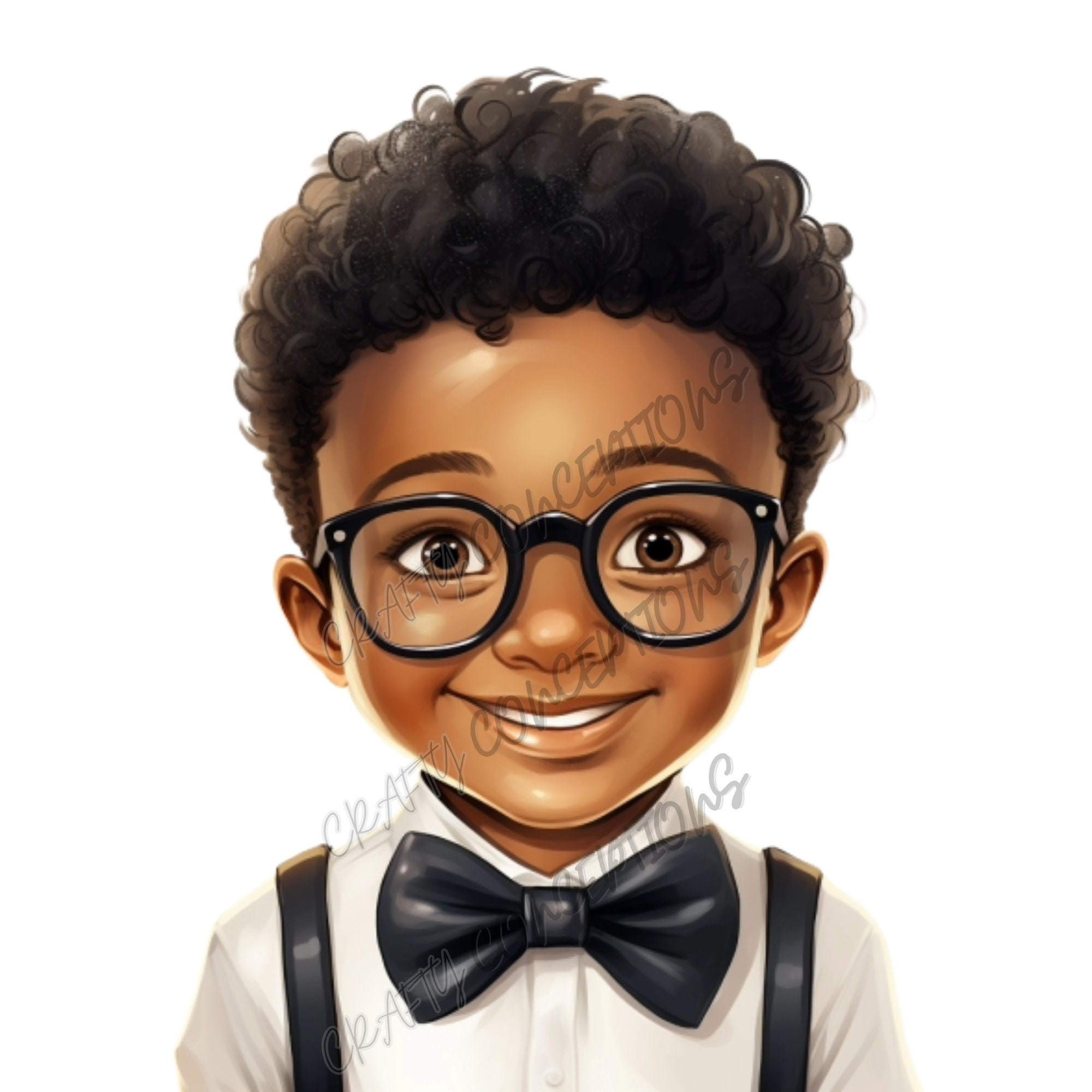 Afro Kids Clipart, Little Black Boys With Glasses, PNG Bundle ...