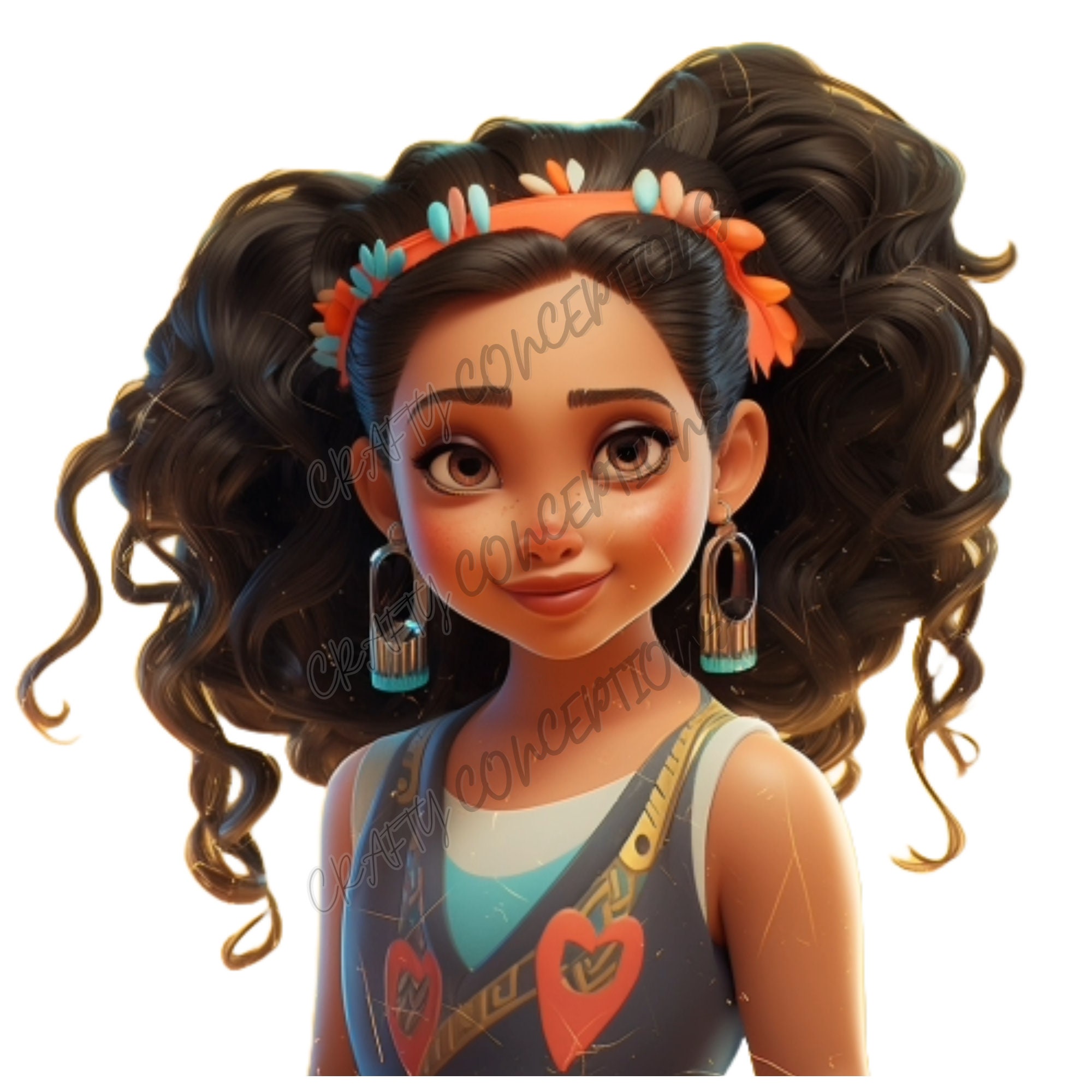 Cute Little Latina Girls Illustration V.1, 4 PNG Bundle, Colorful ...