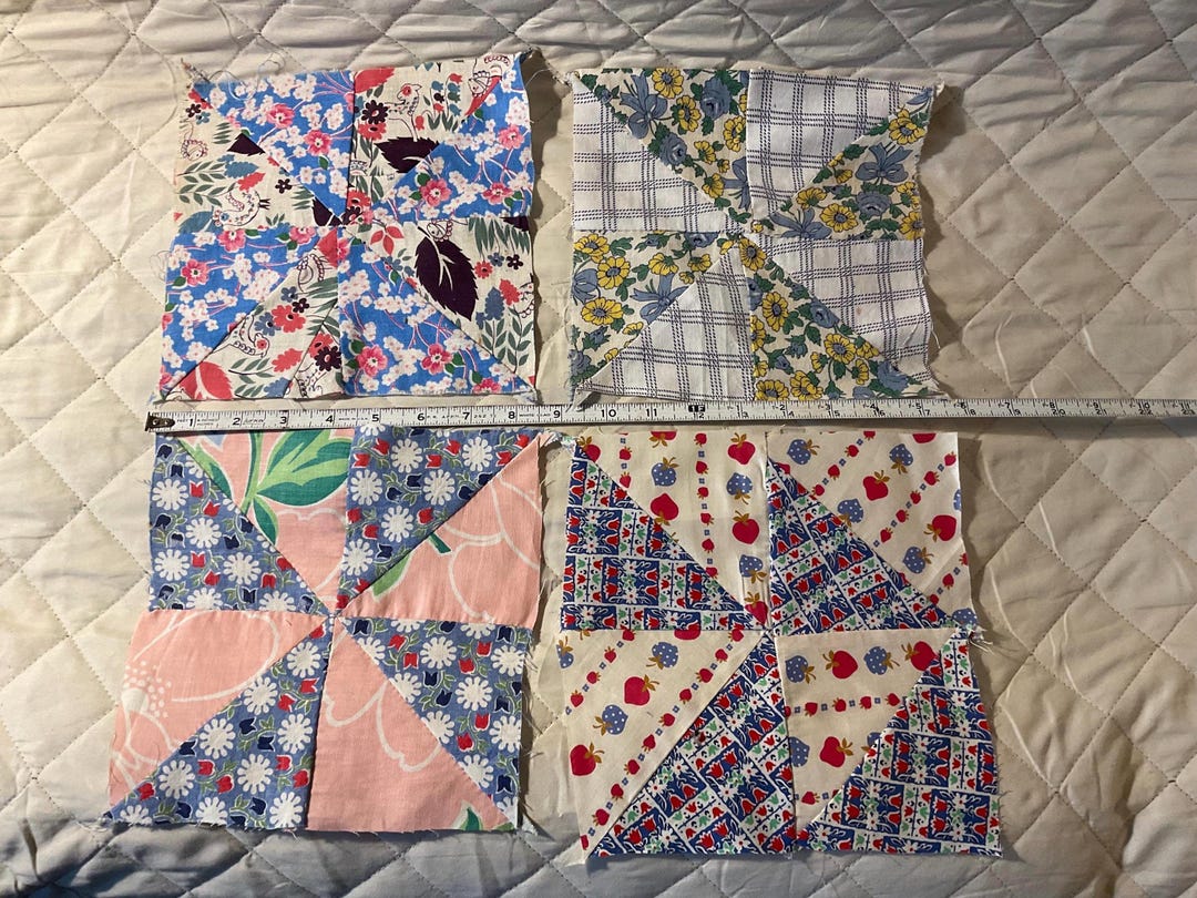 Vintage Hand Pieced Quilt Blocks (set of 4) - Etsy
