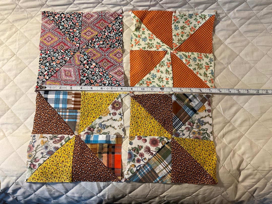 Vintage Hand Pieced Quilt Blocks (set of 4) - Etsy