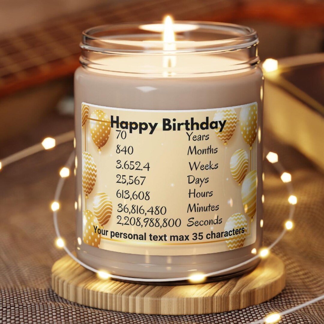 Personalized 70th Birthday Gift Funny Candle Seventieth Birthday Gift ...