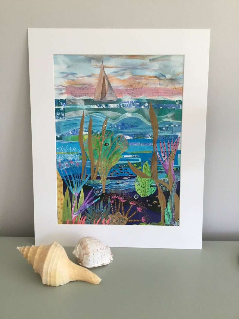 Underwater Fantasy Using Watercolour and Collage Techniques. Imaginary ...