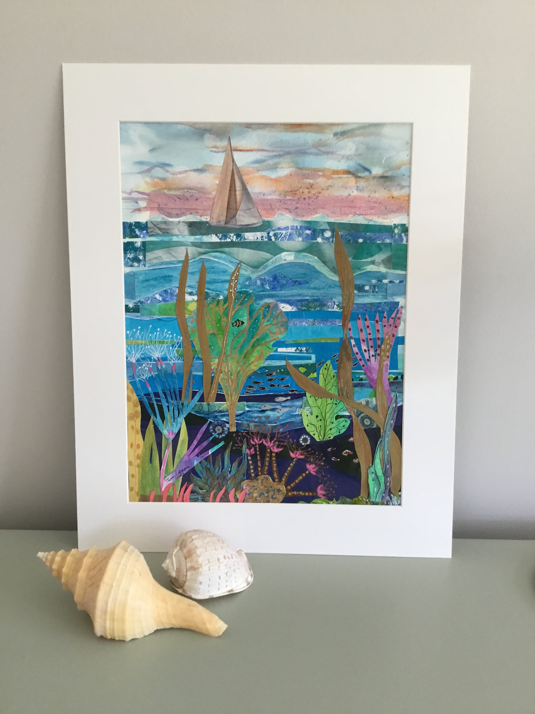 Underwater Fantasy Using Watercolour and Collage Techniques. Imaginary ...