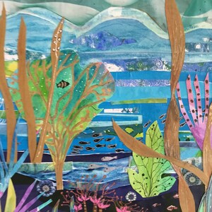 Underwater Fantasy Using Watercolour and Collage Techniques. Imaginary ...