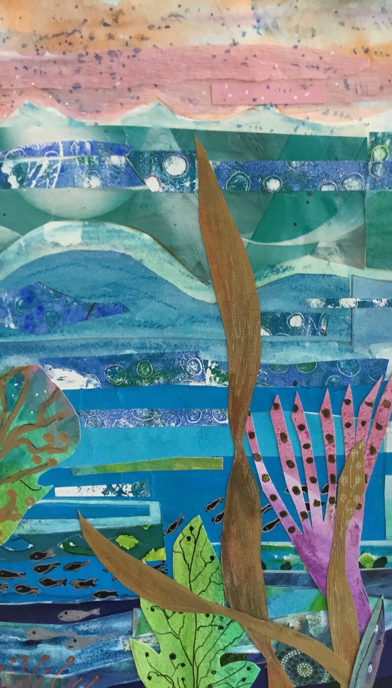 Underwater Fantasy Using Watercolour and Collage Techniques. Imaginary ...