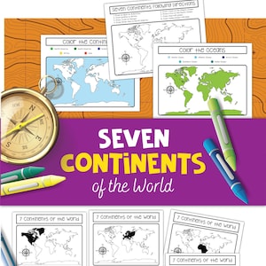 7 Continents Worksheets for Kids | Coloring and Information Pages - Etsy