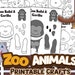 Zoo Animals Printable Craft Cards | Color, Cut and Paste Art Project ...