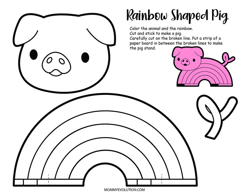 Rainbow Shaped Farm Animal Craft Cards Color, Cut and Paste Art ...