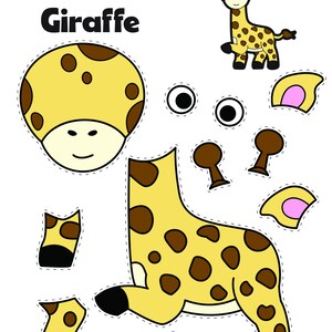 Zoo Animals Printable Craft Cards | Color, Cut and Paste Art Project ...