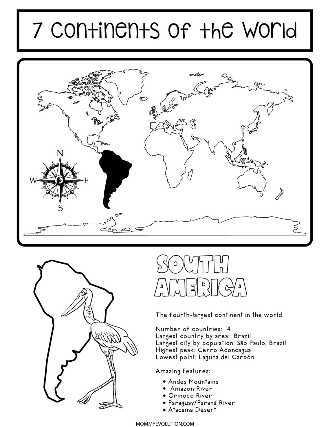 7 Continents Worksheets for Kids | Coloring and Information Pages - Etsy