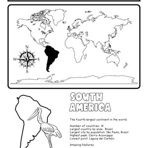 7 Continents Worksheets for Kids | Coloring and Information Pages - Etsy