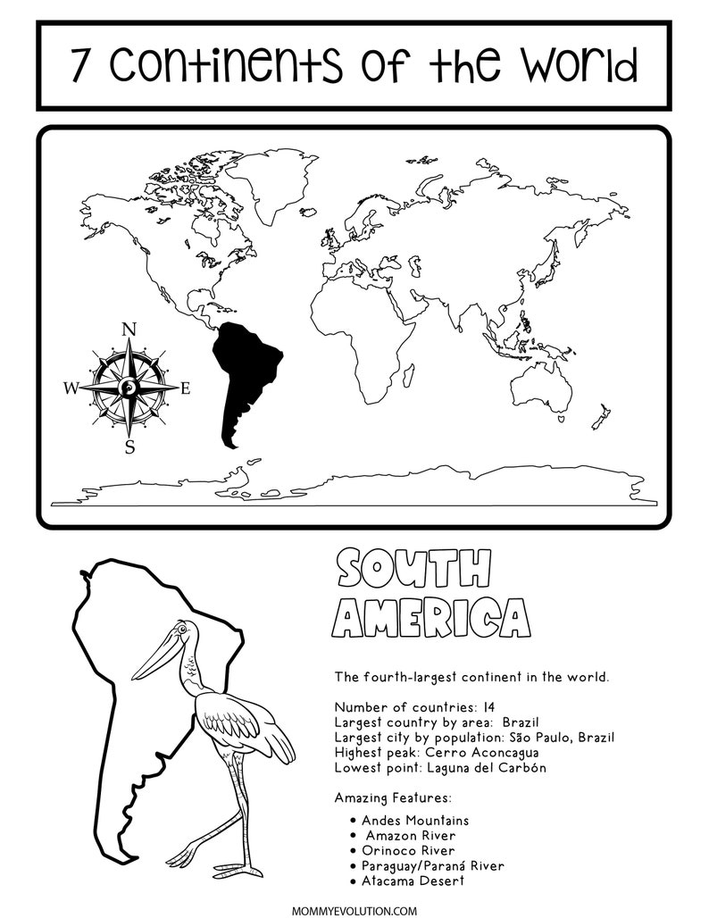 7 Continents Worksheets for Kids | Coloring and Information Pages - Etsy