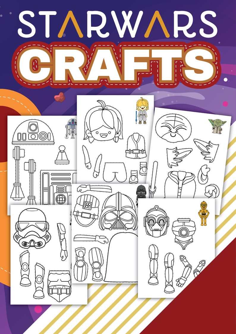Star Wars Craft Cards Color, Cut and Paste Art Project for Kids - Etsy