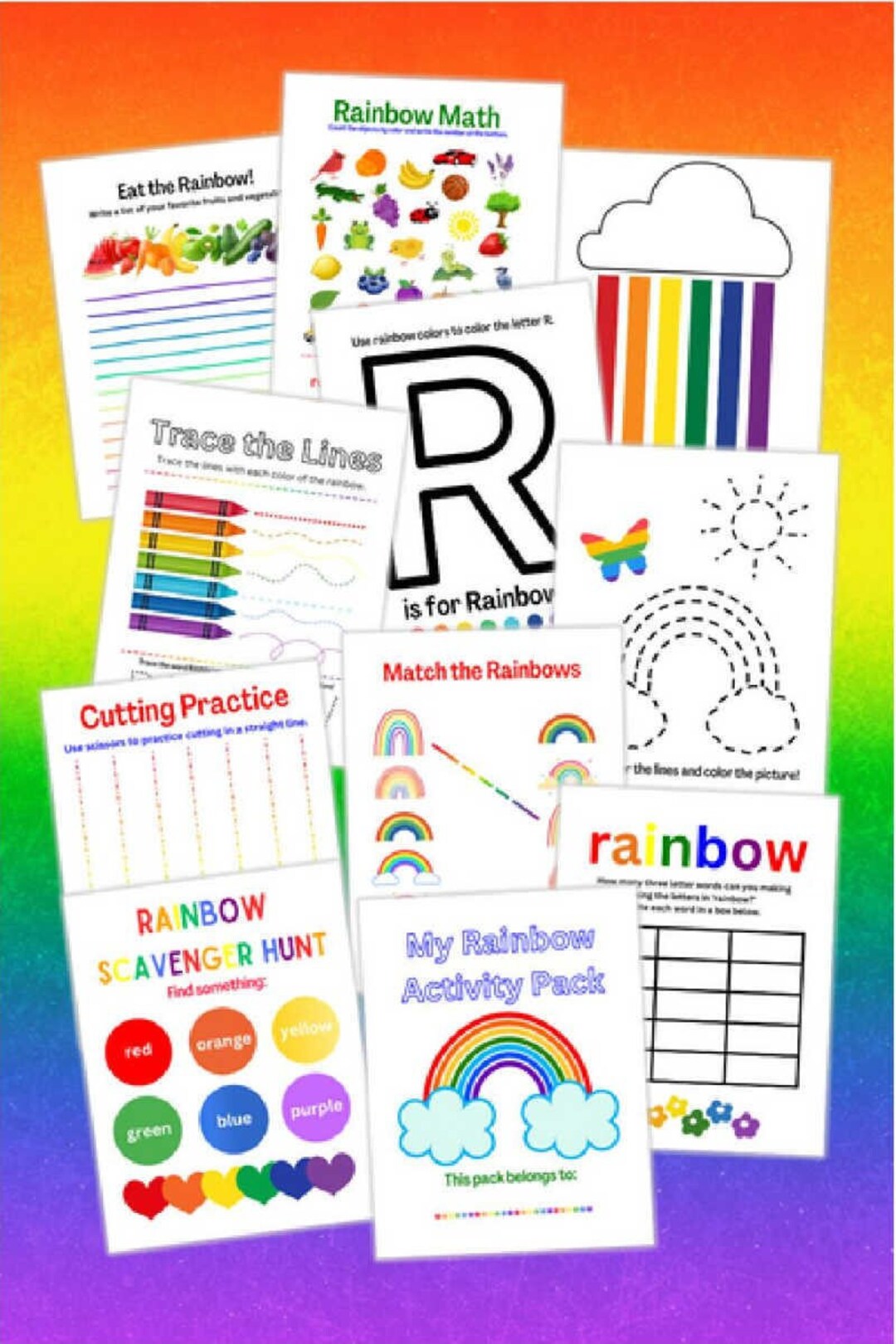 Letter R Rainbow Colors Activity Worksheets for Kids - Etsy