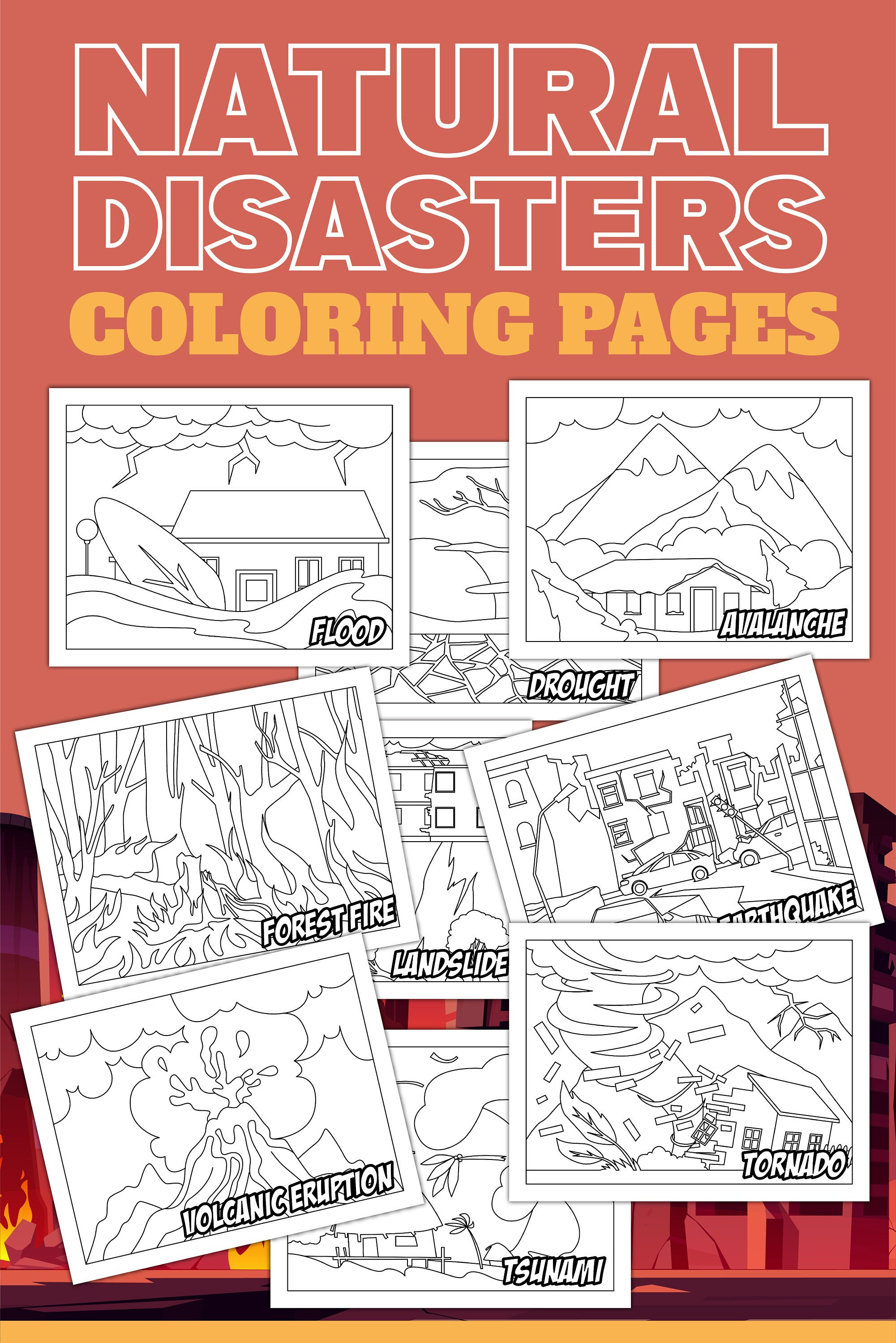 Natural Disaster Coloring Pages - Etsy