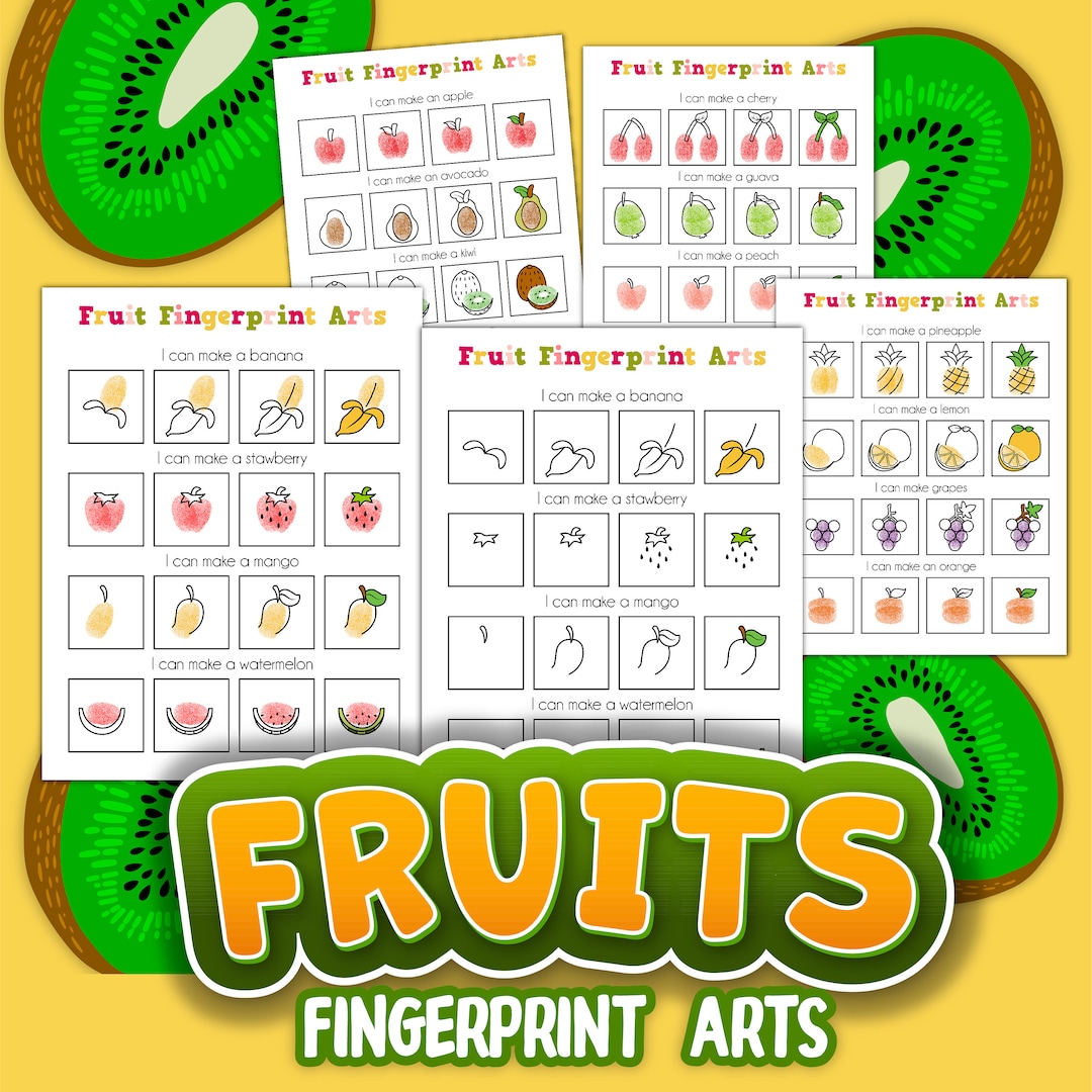 Fruit Fingerprint Art Project Cards - Etsy