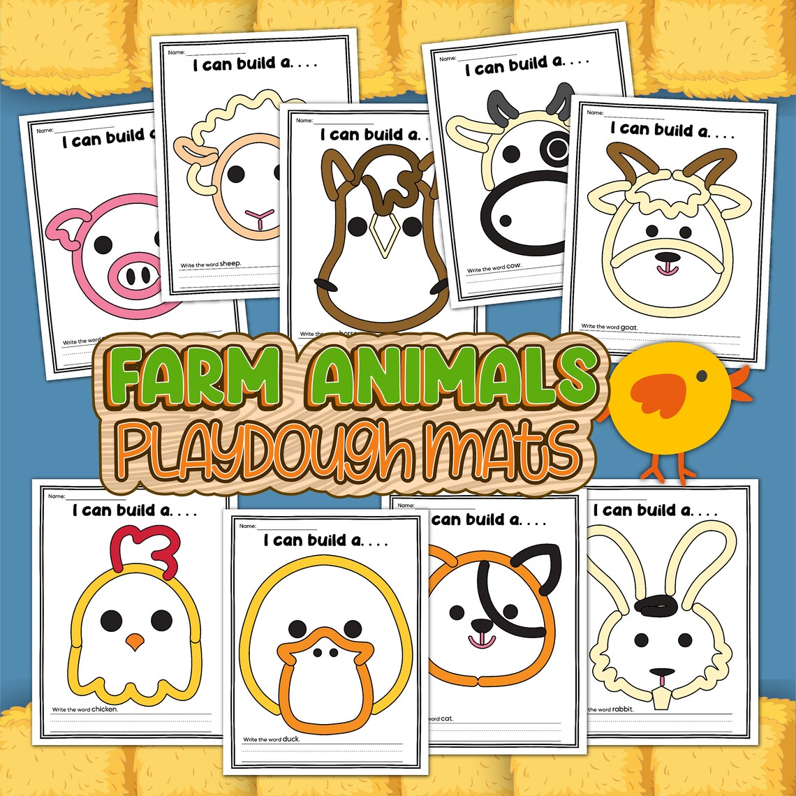 Farm Animal Play Dough Mats - Etsy