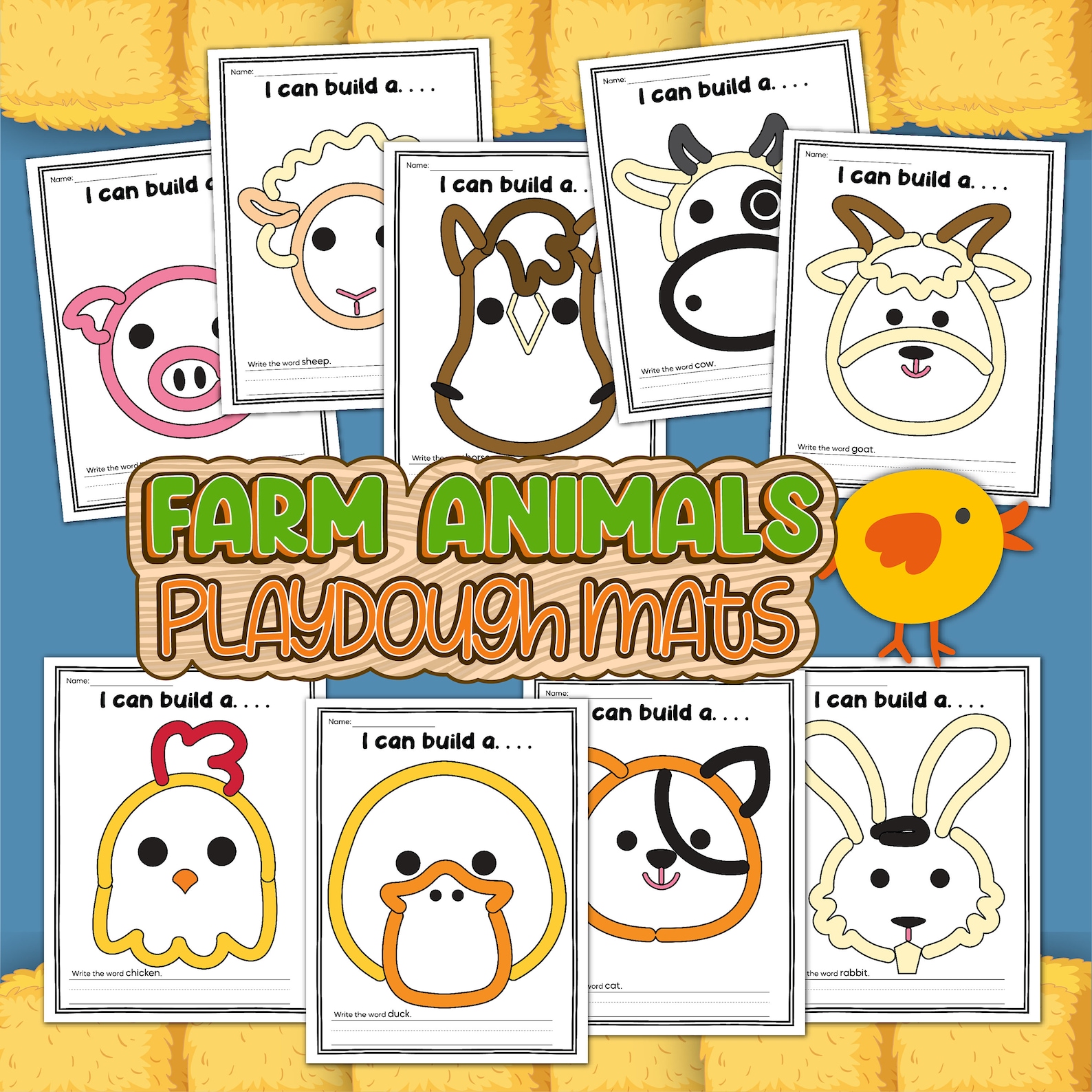 Farm Animal Play Dough Mats - Etsy