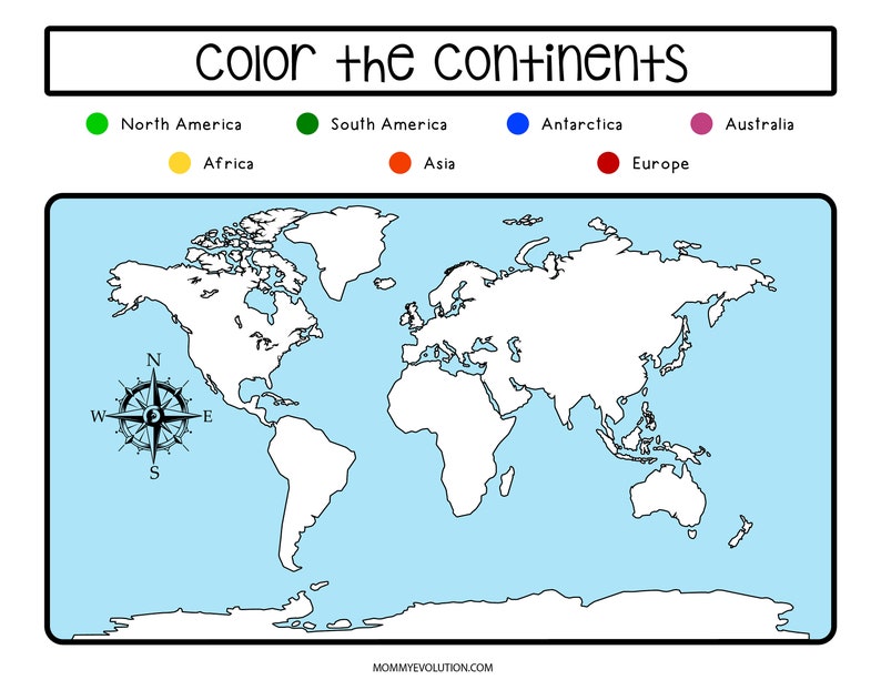 7 Continents Worksheets for Kids | Coloring and Information Pages - Etsy