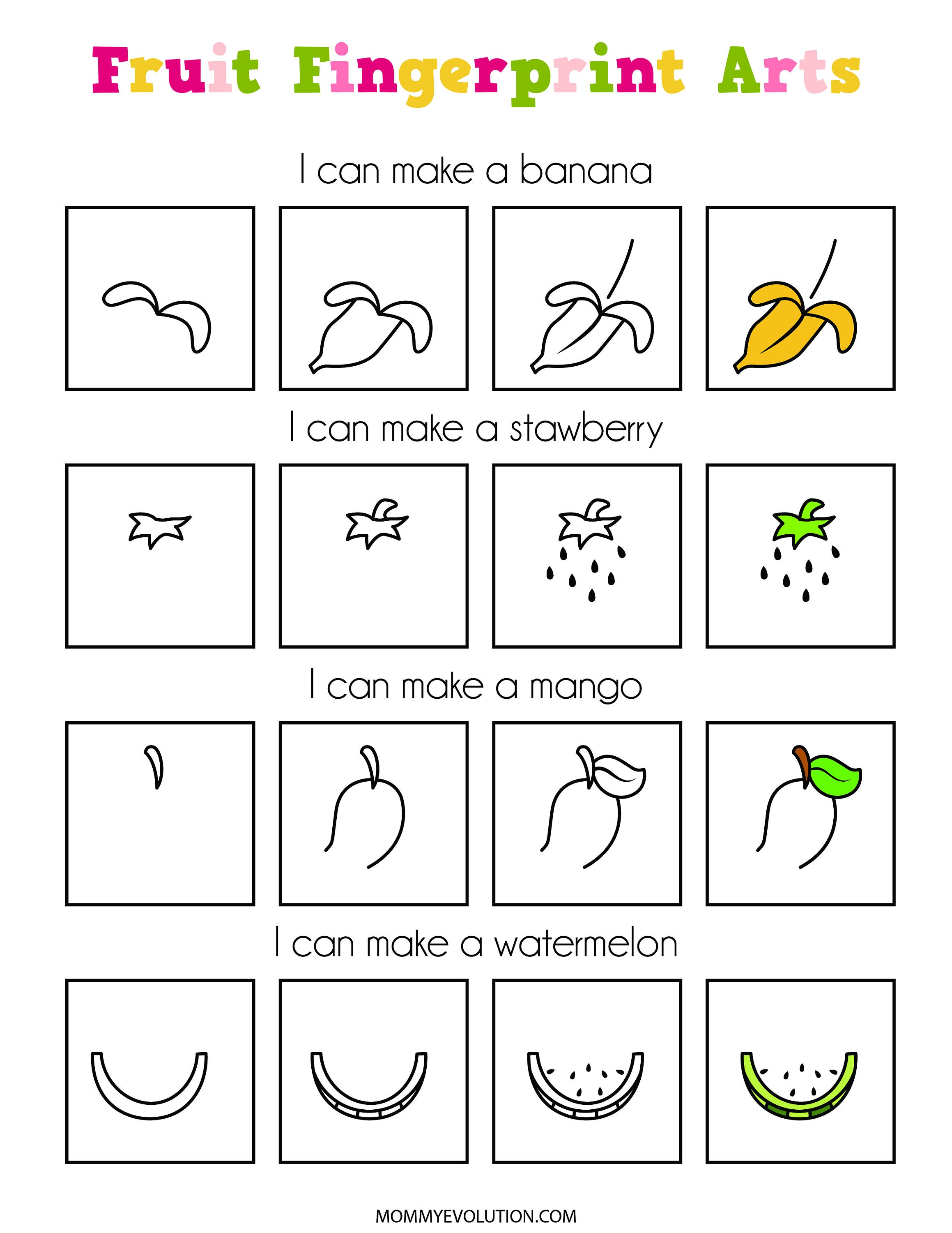 Fruit Fingerprint Art Project Cards - Etsy