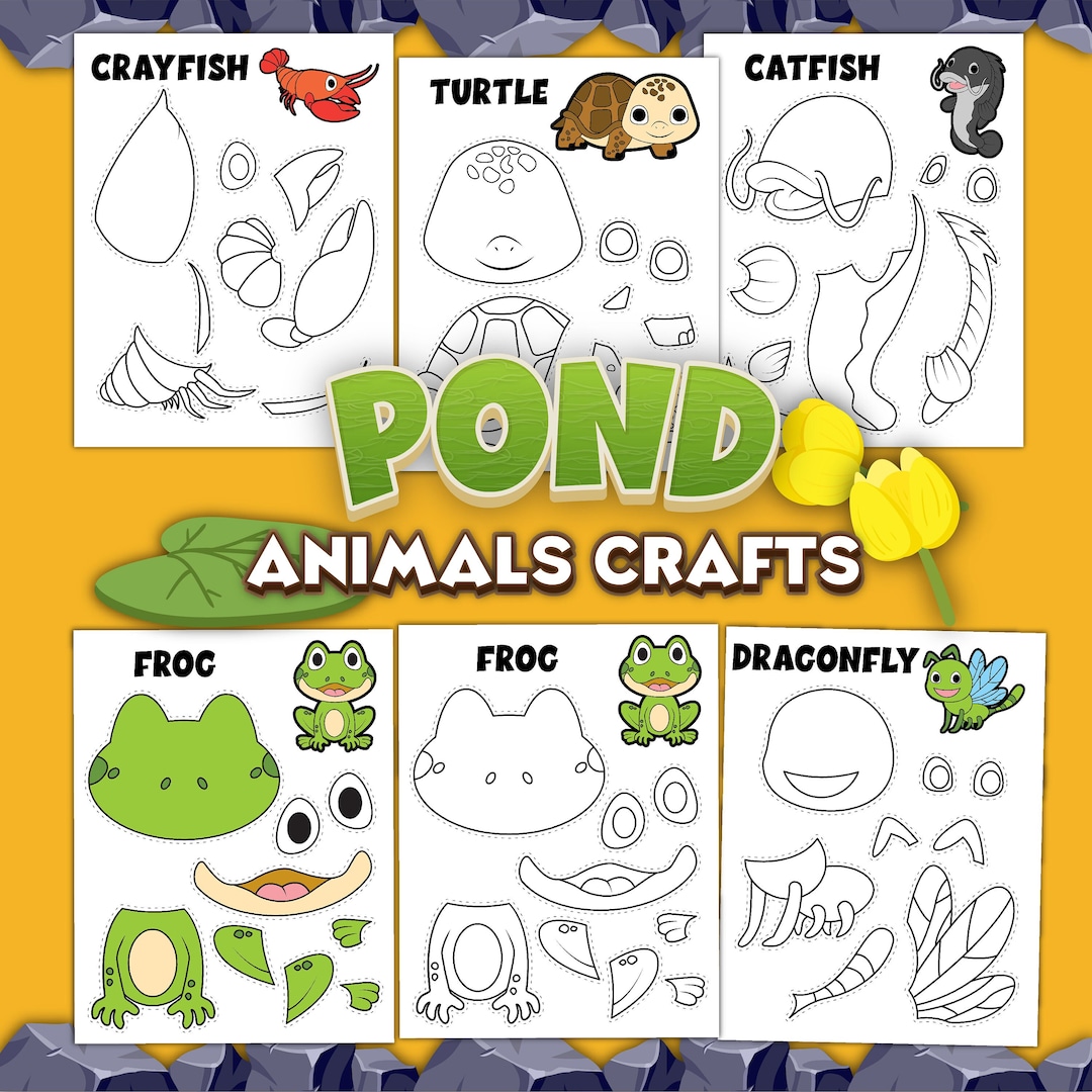 Pond Animal Craft Card | Color, Cut and Paste Art Activities for Kids ...