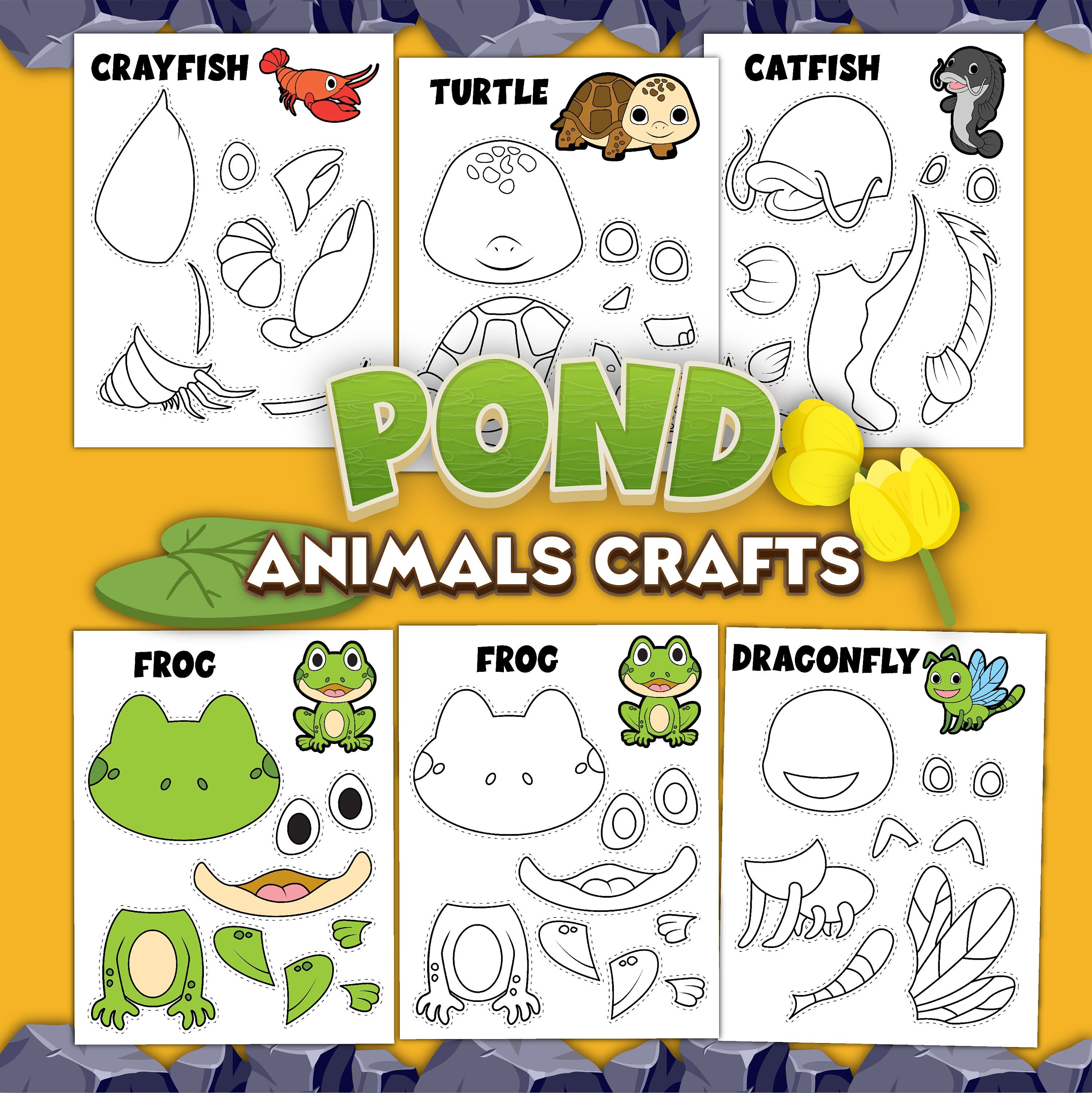 Pond Animal Craft Card | Color, Cut and Paste Art Activities for Kids ...
