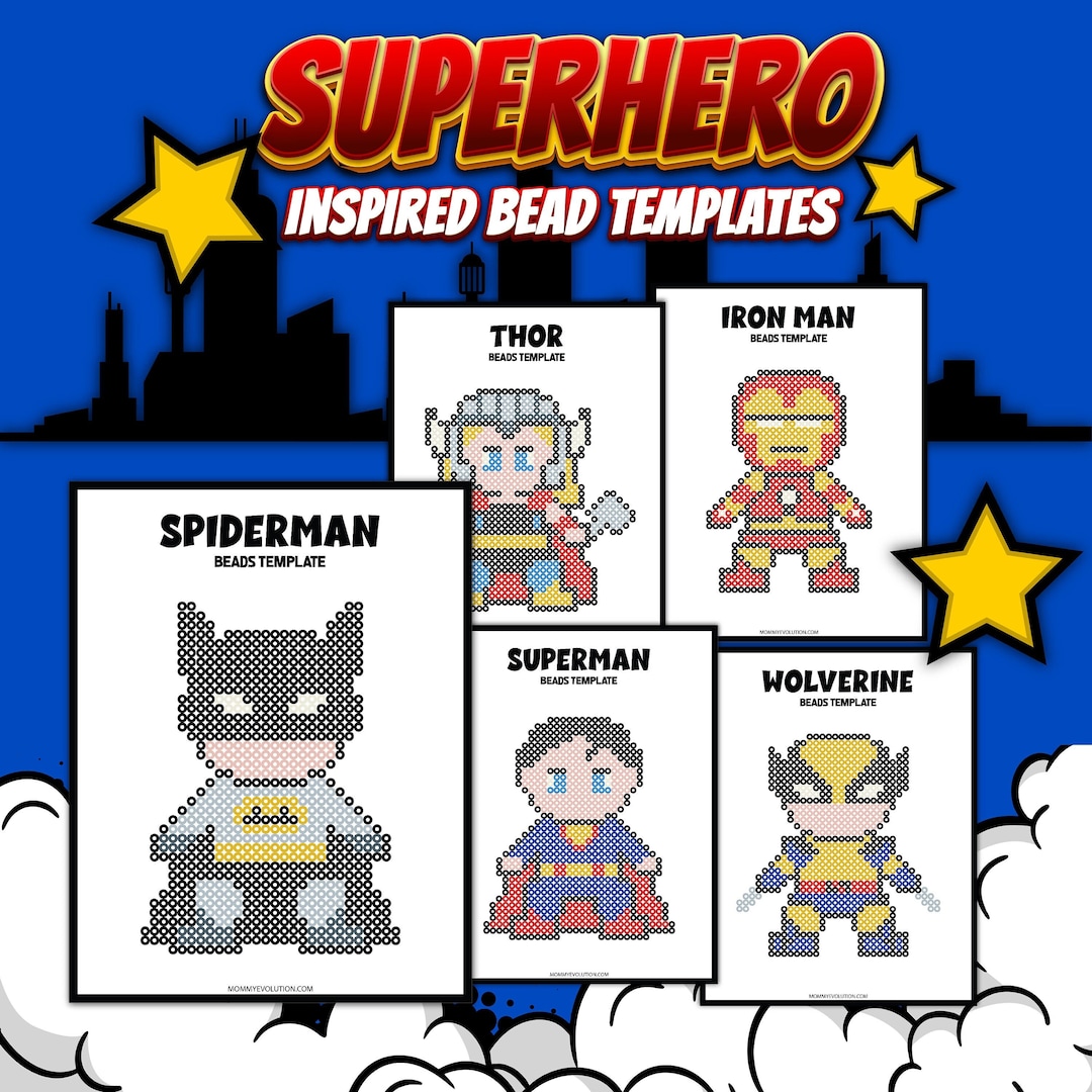 Superhero Perler Bead Cards | Fun Art Project - Fine Motor Craft - Etsy